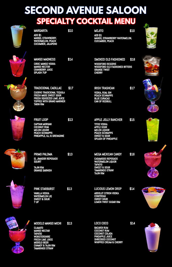 Second Avenue Saloon - FOOD & BEER MENU